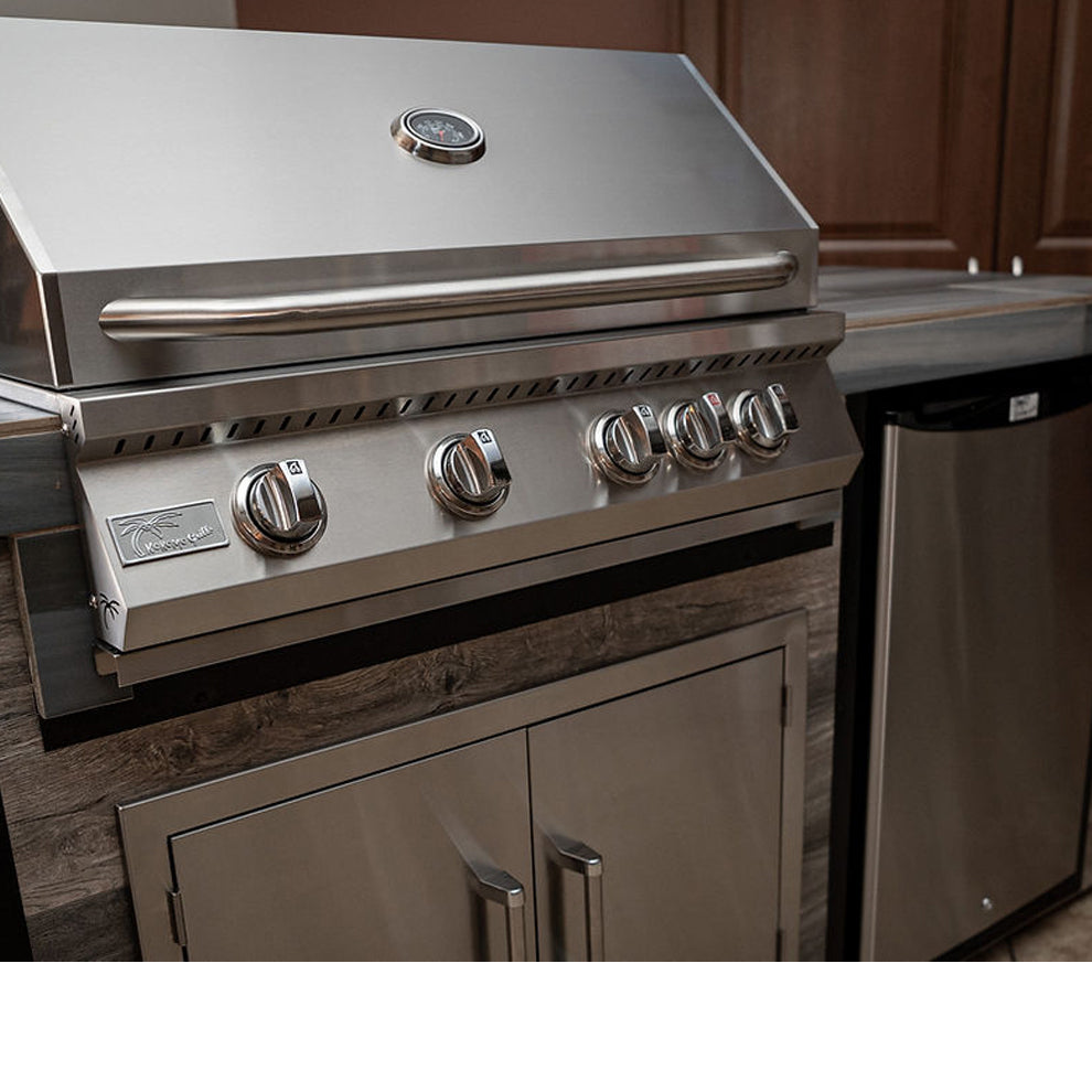 Kokomo Island - Elite 6' BBQ With Built In BBQ Grill Drift Wood Look S – 360grills.com